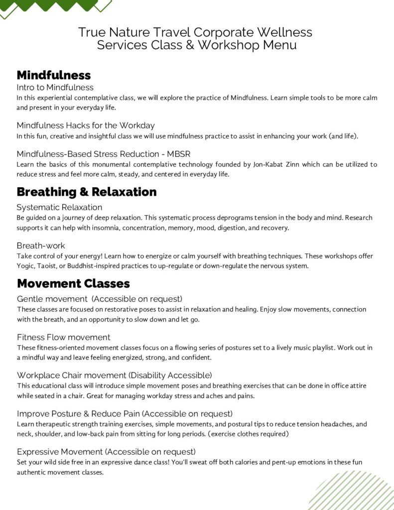 Corporate Wellness - True Nature Abroad